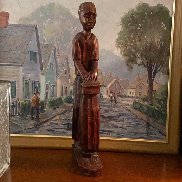 Vintage | Accents | Vintage African Statue Playing Tribal Drum Hand ...